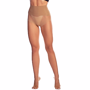 EVERSWE Women's Seamless Control Top Tights 15D, No Seam Pantyhose (Dark Skin, S-M)