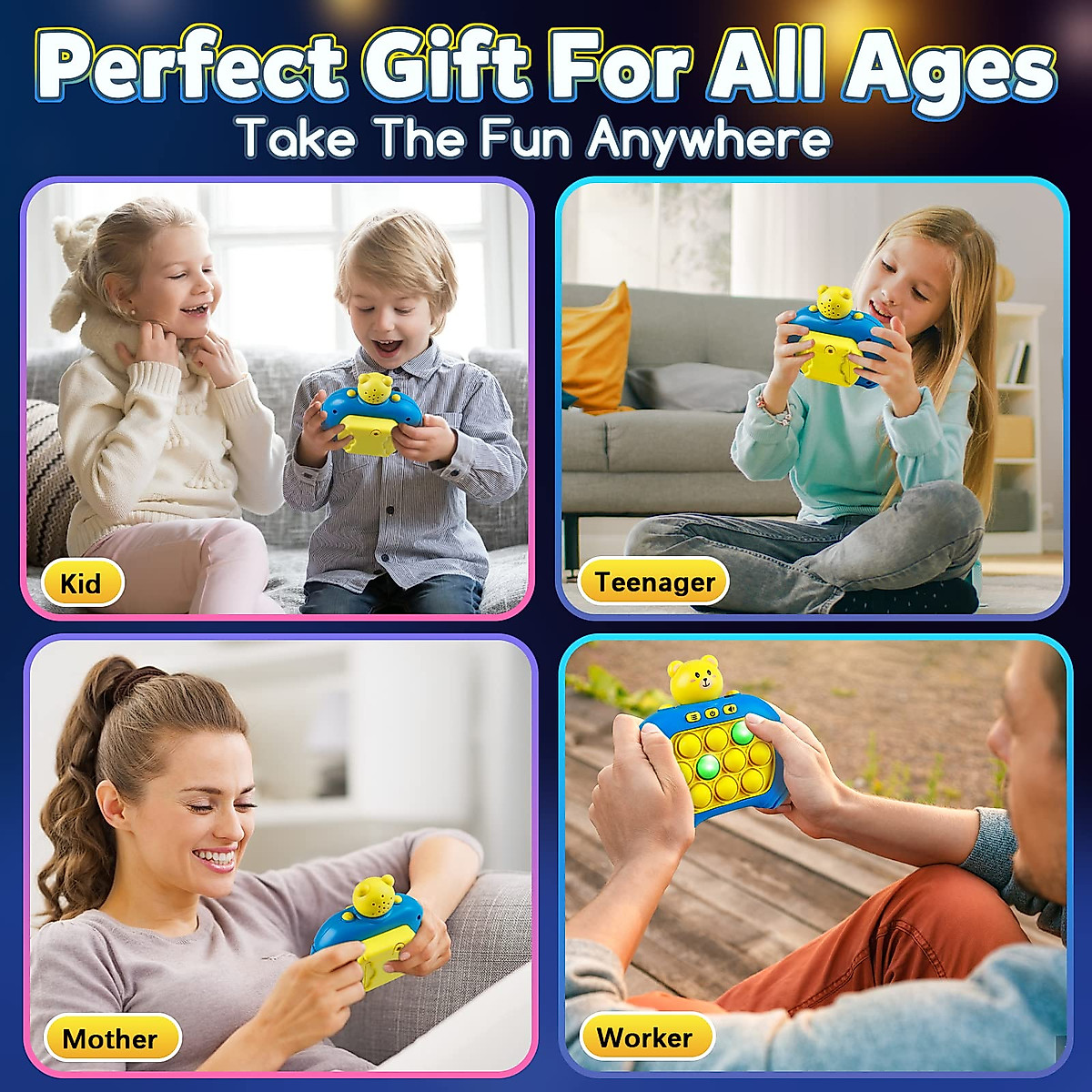 Pop It Game Light Up Fidget Toys - Handheld Sensory Toys for Kids, Teens & Adults - Autism & Birthday Gifts