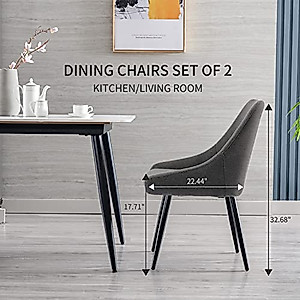 DYCHIL Dining Chairs Dark Grey Living Room Chairs Fabric Upholstered Kitchen Chairs,Loads Up to 270lbs,Quick Assembly,Ergonomics Dining Room Chairs