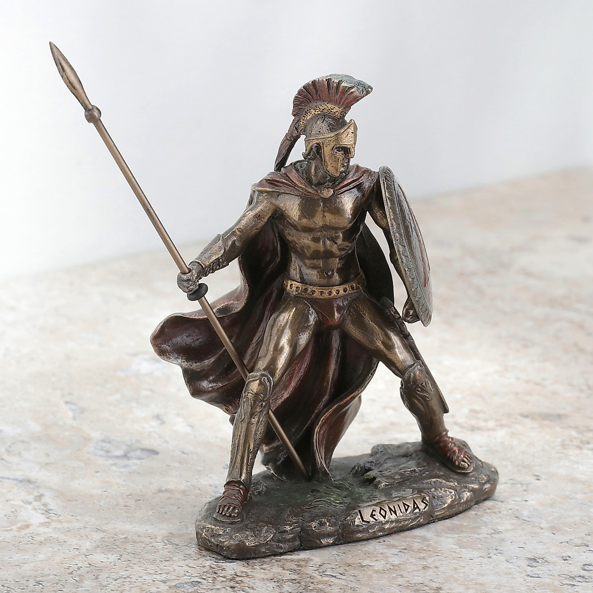 Veronese Design 4 Inch Miniature Greek Spartan Warrior Leonidas Cold Cast Resin Bronze Finish Figurine Educational Collectible