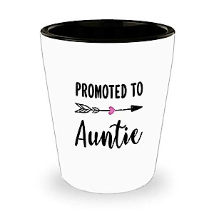 Pregnancy Announcement Funny Idea For New Aunt Promoted To Auntie Unique Shot Glass 1.4 Oz Birthday Stocking Stuffer