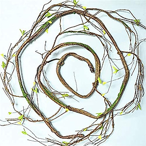GWOKWAI 3Pcs Artificial Rattan, Real Touch Fake Faux Dead Branches, Simulation Dry Tree Vines for DIY Wreath Home Wall Garden Office Garden Decoration