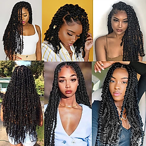 Ubeleco Passion Twist Hair 18 Inch 132 Strands Water Wave Crochet Hair Long Curly Braiding Hair Spring Twist Crochet Braids Hair Extensions for Black Women(18inch,1B)