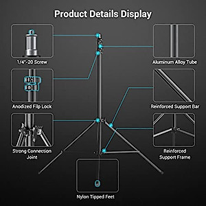 SmallRig Aluminum Light Stand 110"/9.2ft/280cm, Adjustable Photography Air-Cushioned Tripod Stand with 1/4" Screw for Softbox, Studio Light, Flash, Umbrella, Ring Light, Max Load 5kg, RA-S280A - 3737