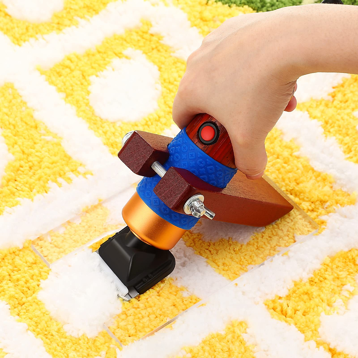 Shearing Guide for Carpet Trimmer to Keep Your Rug Surface Uniform Solid Wood Acrylic Shearing Guide for Rug Tufting Suitable for Carpet Trimmer Only, Excluding Carpet Trimmer (Brown)