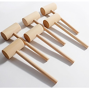 6Pcs Large Wooden Mallet Seafood Hammers for Cracking Crab Lobster Shellfish, Wooden Hammer for Breakable Chocolate Heart Smash Halloween Decor