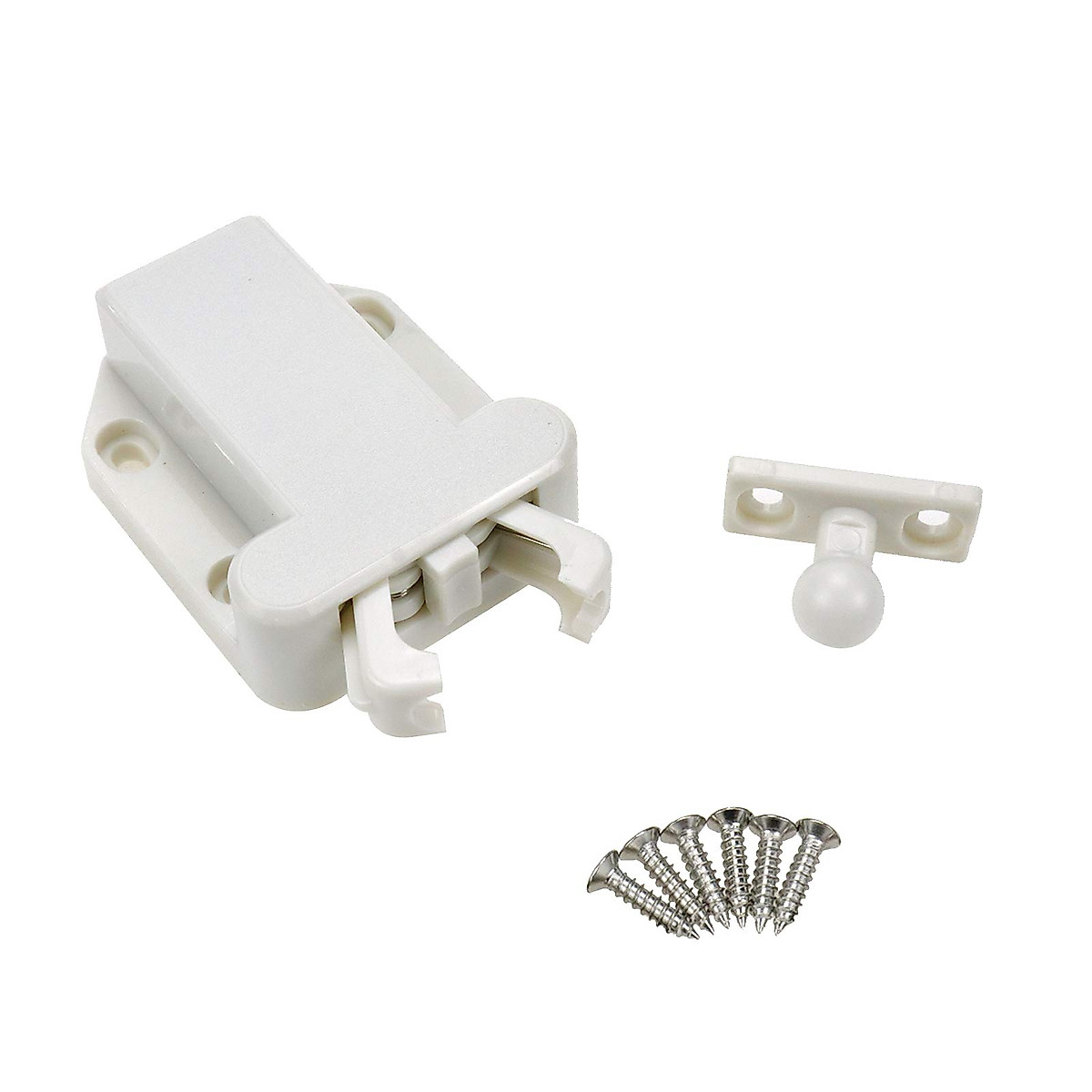 Sscon 4Pcs Catch Push To Open Cabinet Latches Touch Automatic Pop-Up Function Drawer Locks with Screws White