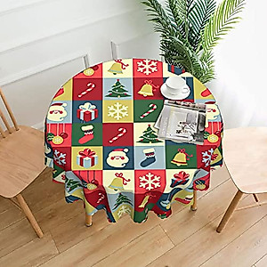 Elightvap Christmas Round Tablecloth 60 Inch, Polyester Lace Tablecloth,Stain Resistance, Water Repellent and Wrinkle-Free for Party Dinning Tabletop Wedding Home Deco
