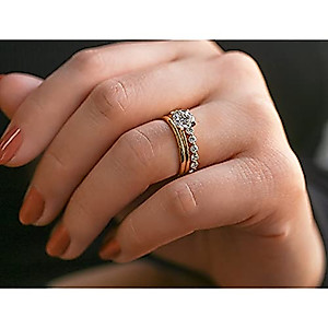 1 Carat IGI Round Floating Tulip Solitaire Bridal Set - 7.0 / yellow-gold / DE