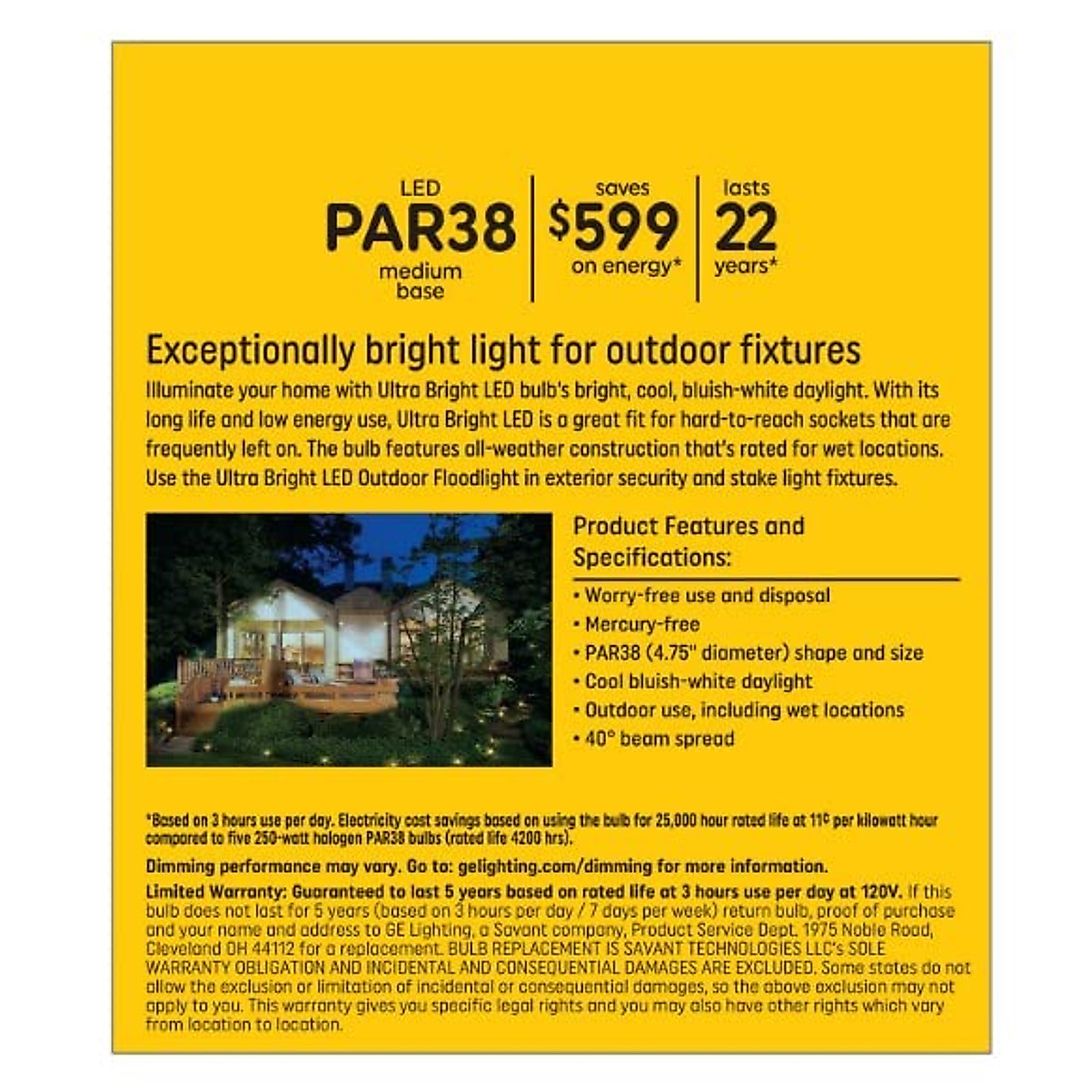 GE Lighting GE Ultra Bright LED Light Bulbs, Outdoor Floodlight Bulb, Wet Rated, Daylight (2 Pack) 93129227