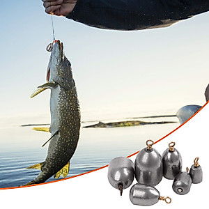 Fishing Weights Sinkers Assortment, Iron Fishing Sinkers and Weights Bass Casting Weight Sinkers Bell Sinkers with Ring Teardrop Weights for Saltwater Freshwater Steelhead Fishing (20pcs)