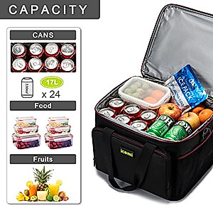 iceMi Large Insulated Lunch Bag, Black, Unisex, 17L