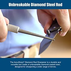 AccuSharp Professional Dual Rod Knife Sharpener, Retractable Diamond-Coated Steel Rod, Sharpens, Restores, Repairs & Hones Straight & Serrated Knives