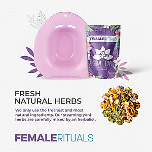 FEMALE RITUALS Yoni Steam Seat Kit with Yoni Steam Herbs (4 Ounce) Steam Bundle - Yoni Steam Seat for Toilet - Yoni Steam Herbs for Cleansing - V Steam - Detox Yoni Pot Steamer for Women