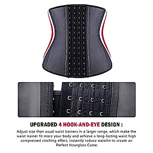 YIANNA Waist Trainer for Women Tummy Control Corsets Hourglass Sports Girdle Body Shaper 4 Hooks, (Size M, Black)