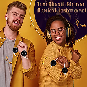 Facmogu 2PCS Aslatua Authentic Rhythm African Shaker, Aslatuas Rhythmic Ball for Lovers Beginners, Hand Shaker Balls from West Africa for Party Stage Performance Concert - Black