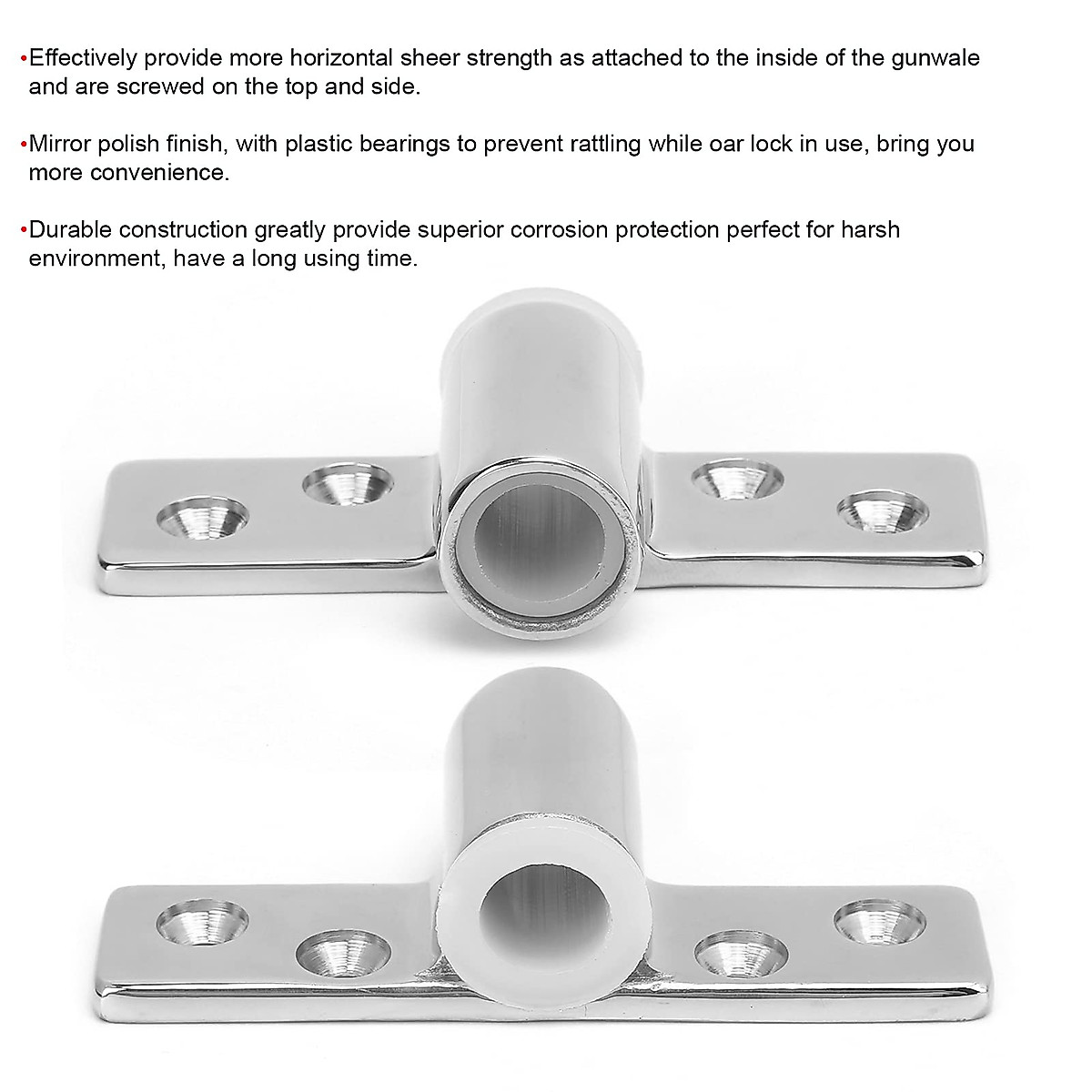 Oarlock Sockets Pair Marine Oarlock Bracket 316 Stainless Steel Side Mounted Mirror Polish Finish for 1/2in Shank Oar Lock Holder Boat Accessories