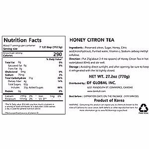 Damtuh Korean Honey Citron Tea, Citron Tea with Honey, Yuzu Marmalade, Yuzu Sauce for Salad, Citron Spread, Honey Citron Jam, 27.16 Oz 700g