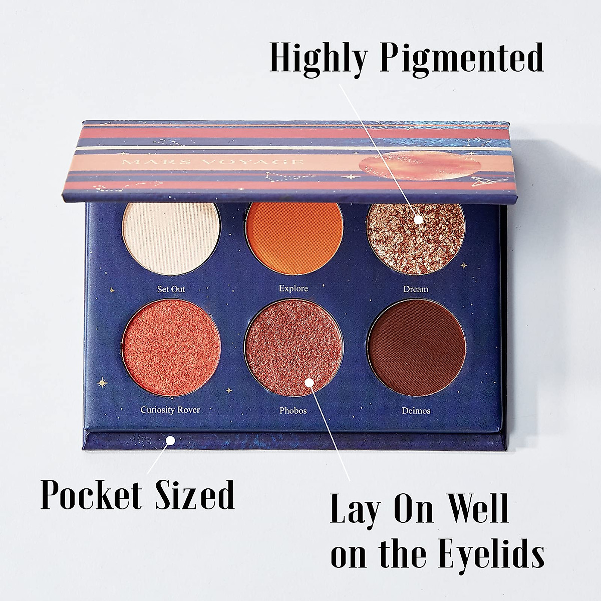 READY TO SHINE Stellar Beauty Trio Mars Voyage Small Eyeshadow Palette, CRUSH ON YOU Lipstick 302, and FABULOUS Hydrating Clear Lip Glow 100