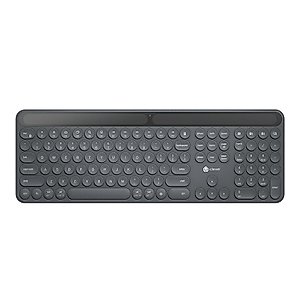 iClever Solar Bluetooth Keyboard, Wireless Keyboard with Solar & Indoor Light Charging, Full Size, 3-Device Connectivity, Silent Scissor Round Keys, Numeric Keypad for Office/Home/Mac/Windows