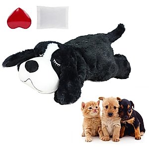 IFOYO Heartbeat Plush Toy, Calming Aid for Puppy (Black), Dog Anxiety Relief, Pet Training, Soft Toy for Small Breeds
