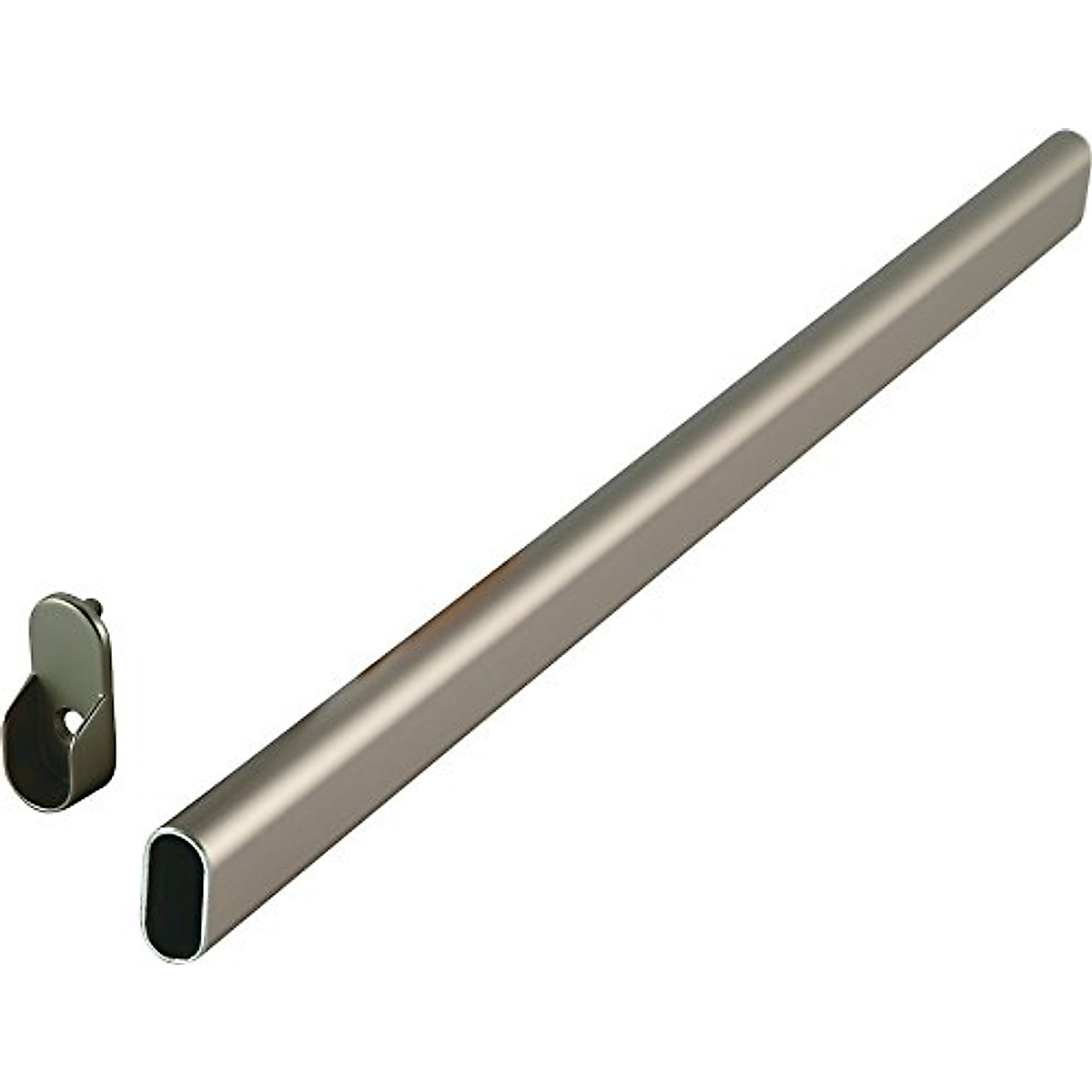 Phillco Closet Rod Kit - Oval Rod, 92 inch (2337mm) long with 6 end caps and center support. (Matte Nickel)