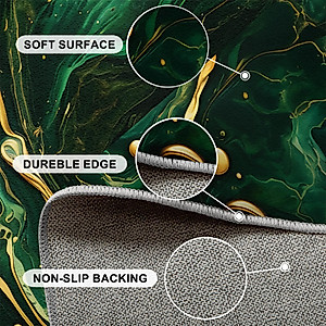 LEGENOB Area Rugs 2x3 Gold Green Marble Texture Area Rug ，Modern Abstract Fluids Print Green Rug ，Washable Rug ，Apply to Restroom Bathroom Laundry Room Kitchen Foyer Entrance Interior Door Mat