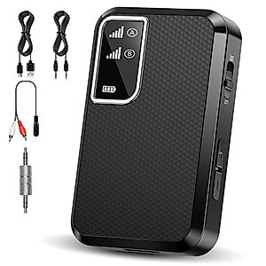 Swiitech Bluetooth Transmitter Receiver, 2-in-1 V5.3 Bluetooth Aux Adapter with LED Display, Portable Adapter for TV/Car/MP3 Player/Home Theater/Switch, Low Latency, Pairs 2 Devices Simultaneously