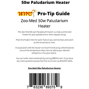 DBDPet 50w Paludarium Heater - includes Pro-Tip Guide -Works up to 15 Gallons!