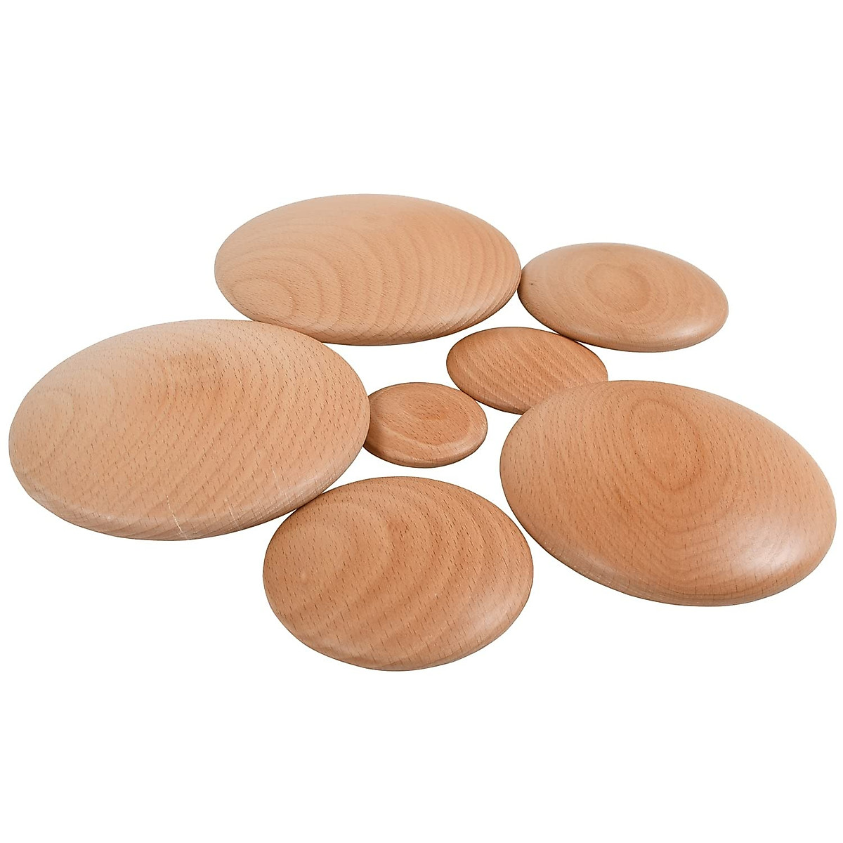 TickiT Natural Buttons - Set of 7 - Wooden Stacking Stones for Babies and Toddlers Aged 0+ - Natural Toy for Early Development and Open-Ended Play