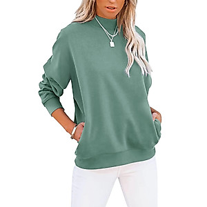 TICTICMIMI Women's Casual Long Sleeve Sweatshirt Tops Mock Turtleneck Lightweight Tunic Fall Pullover with Pocket