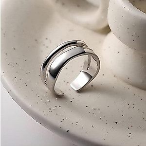 XIANGTAO 925 Sterling Silver Rings Adjustable - Women's Ring Adjustable Cool Wave Ring Open Ring Personalized Ring