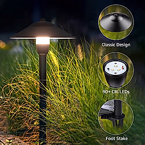SUNVIE Low Voltage Landscape Pathway Lights, 12-24V 3W LED Path Lighting, 3000K Outdoor Low Voltage Landscape Lighting, IP65 Waterproof Aluminum Path and Area Light for Yard Garden Walkway, 2 Pack