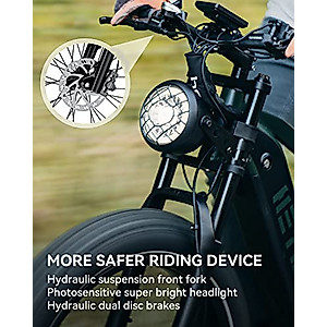 Heybike Brawn Electric Bike for Adults 48V 18Ah Removable Battery Ebike with 750W Motor, 28MPH Max Speed, Hydraulic Front Fork 26" Fat Tire (Brawn-Green, Green)