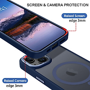 BENTOBEN Magnetic for iPhone 13 Case & iPhone 14 Case [Compatible with Magsafe] Translucent Matte Phone Case iPhone 13/14 Slim Shockproof Women Men Protective Cover for iPhone 13/14 6.1", Navy Blue