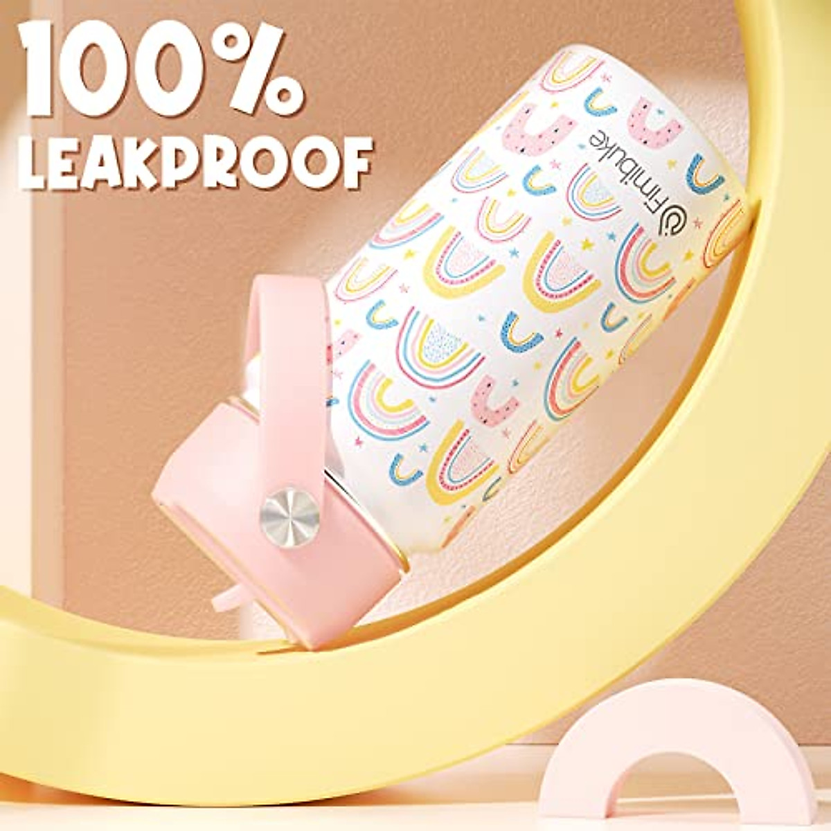 Kids Insulated Water Bottle - 14oz BPA-FREE 18/8 Stainless Steel Travel Tumbler Double Wall Vacuum Leak Proof Carton Kids Cup with Straw to Keep Hot/Cold Cute Metal Water Bottle for School Boys Girls