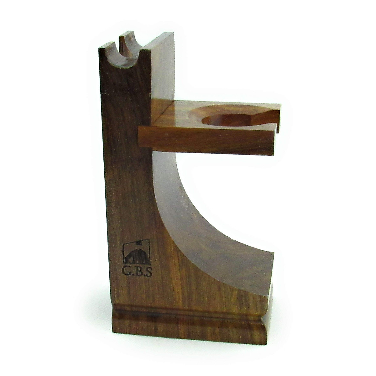 G.B.S Deluxe Wooden Shaving Razor and Shave Brush Stand - Safety Razor Brush Holder. Prolong The Life of Your Shaving Brush and Razor, Walnut Wood Finish