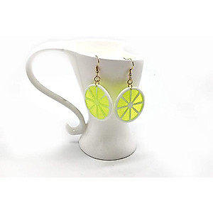 COLORFUL BLING Lemon Acrylic Dangle Earrings Fruit Earrings For Women - Green