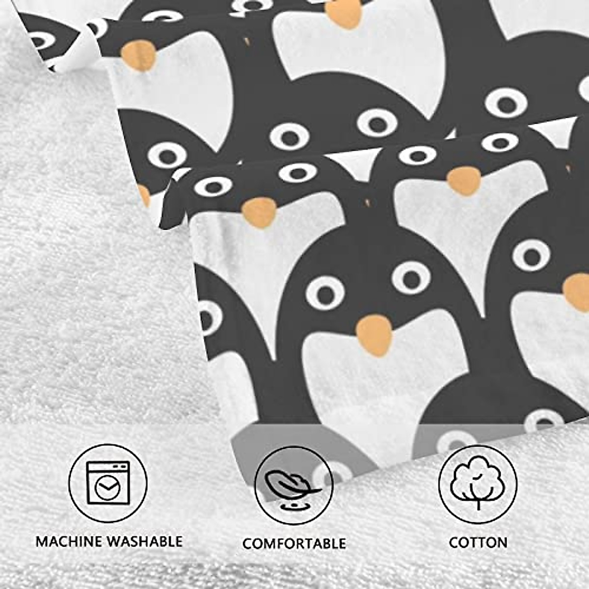 Jucciaco Cute Penguins Pattern Cotton Towels for Bathroom, Soft Absorbent Hand Towel Set of 2 for Yoga Gym Kitchen Decorative, 16x28 inch