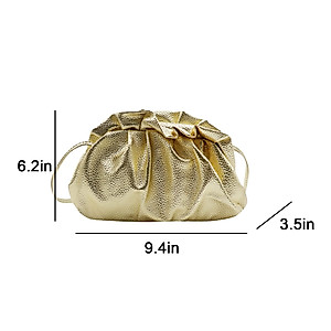 Women Cloud-Shaped Dumpling Bag Fashion Ruched Crossbody Bag Cell Phone Clutch Purse Clip Shoulder Handbag