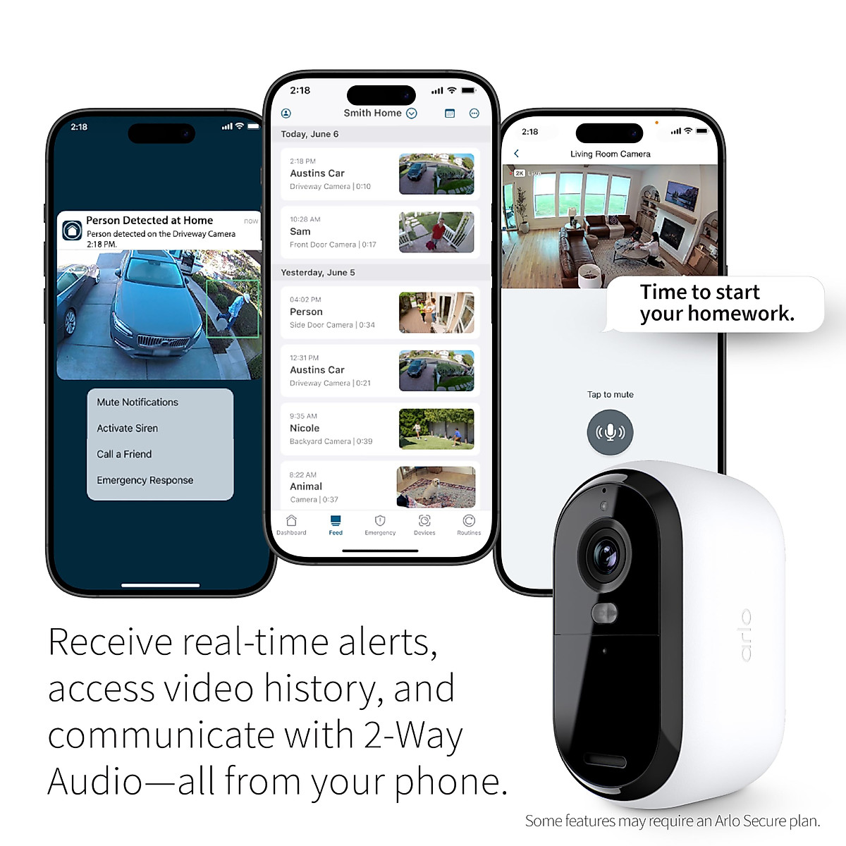 Arlo Essential Security Camera 2K | Indoor - Outdoor | 2nd Gen | Wireless with Spotlight, 2-Way Audio, Color Night Vision, Live Stream, Motion Activation, Real Time Notifications - White, 2 Camera