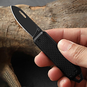 Caressolove G10 Small Pocket Knife For Men, Extremely Sharp D2 Steel Keychain EDC Blade, Multifunction Mini Package Opener Little Knife, Portable Lightweight Folding Tiny Pocketknife