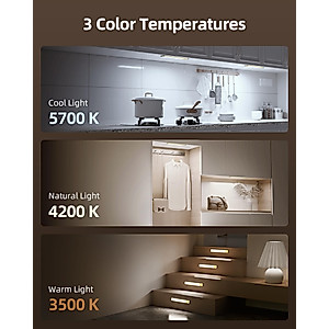 EZVALO Under Cabinet Lighting,52-LED Motion Sensor Cabinet Light Indoor,USB Rechargeable Wireless Closet Lights,3500K Dimmer Battery Powered Operated Night Lights for Bedroom,Wardrobe,Stairs (2 Pack)