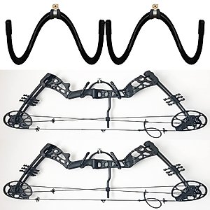 AUXPhome 2 Pack Bow Wall Storage Display Rack Bow Hanger Hooks Wall Holder Wall Mount Storage and Display Your Bow, no Scratches - Hold up to 20 Lbs - Hold 2 Bow - No Bow