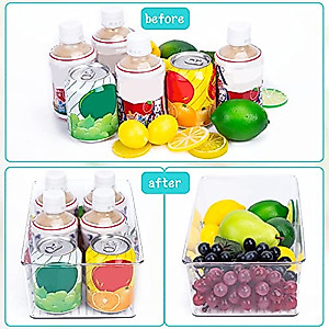 HANSGO Food Storage Organizer Bins, 2PCS Stackable Clear Plastic Organizer Bins with 6 Dividers Removable Pantry Organization and Storage Bins for Cereal Snacks Tea Seasoning