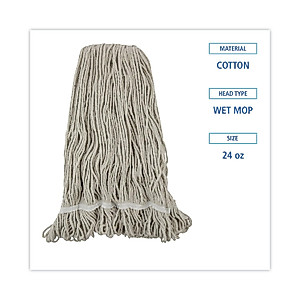 Unisan 424CCT Pro Loop Web/Tailband Wet Mop Head, Cotton, 24oz, White