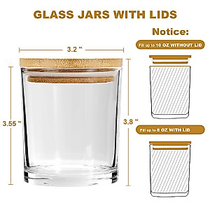 BEIUTAO Candle Jars, 12Pack 10oz Clear Glass Candle Jars With Lids and Candle Wicks, Candle Containers, Candle Making Kit for Making Candles - Dishwasher Safe