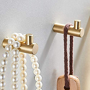 IVAILEX 4 Pack Wall Hooks Decorative Hooks Gold Hooks Decorative Wall Hooks Gold Towel Hooks Gold Coat Hooks Key Hooks Solid Brass Hooks for Hanging (L-Shaped)
