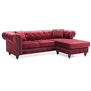 Glory Furniture Nola , Burgundy Sofa Chaise (3 Boxes), 31" H X 98" W X 37" D