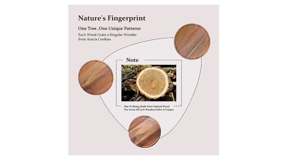 Round Acacia Wood Tray for Home Decor and Serving | Elegant & Durable